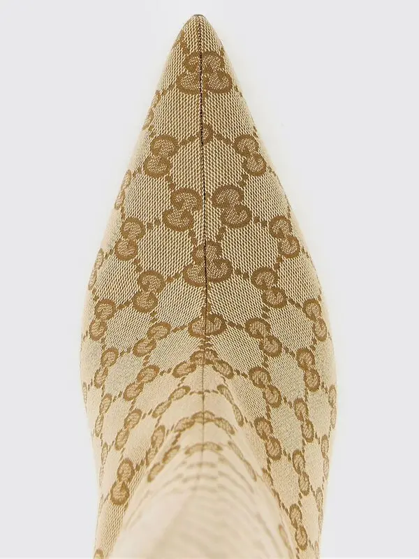Gucci Bombshell Boots In Gg Jacquard Monogram Canvas - Cream