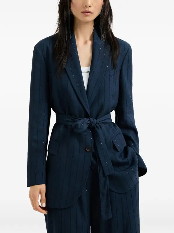 Brunello Cucinelli Belted Single-breasted Jacket - Multicolor