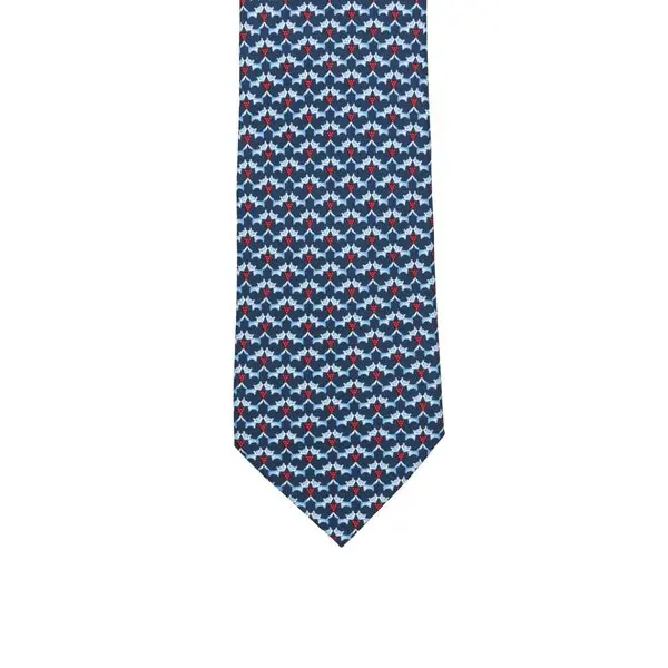 FERRAGAMO Silk Geometric Pattern Neck Ties - Blue