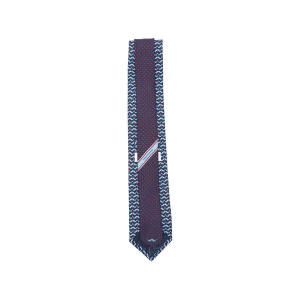 FERRAGAMO Silk Geometric Pattern Neck Ties - Blue