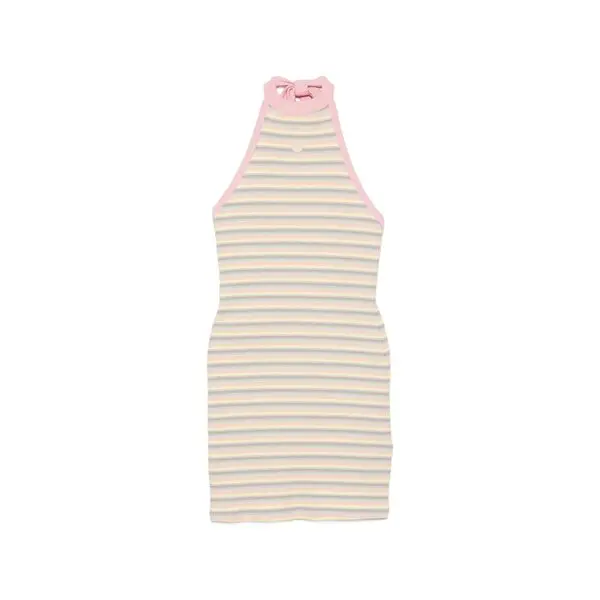 Amiri Halterneck Striped Mini Knit Dress