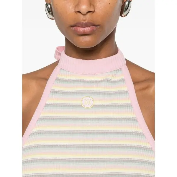 Amiri Halterneck Striped Mini Knit Dress