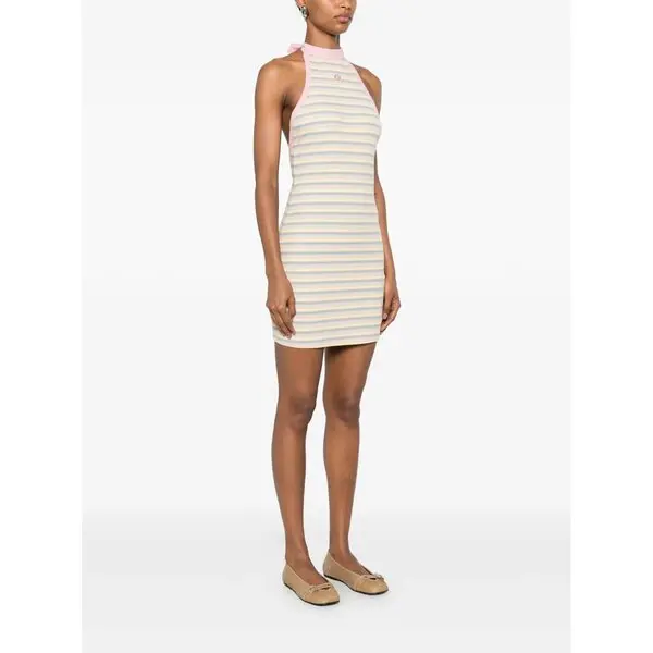 Amiri Halterneck Striped Mini Knit Dress