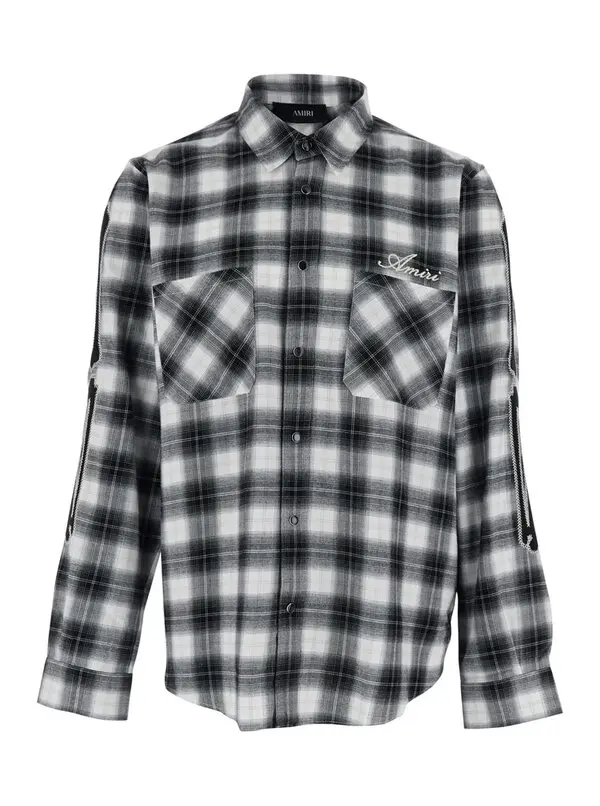 Amiri Shirt With Classic Collar And All-over Check Motif In Wool For - Multicolor