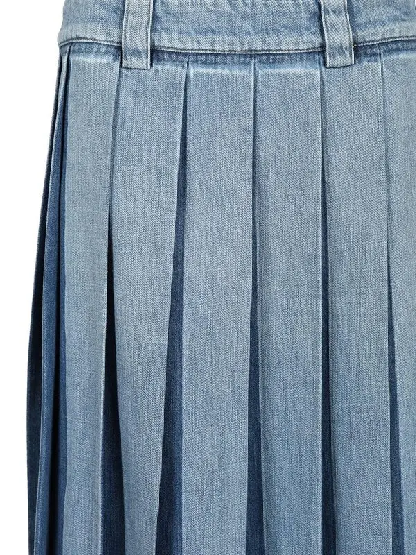 Miu Miu Pleated Denim Skirt - Blue