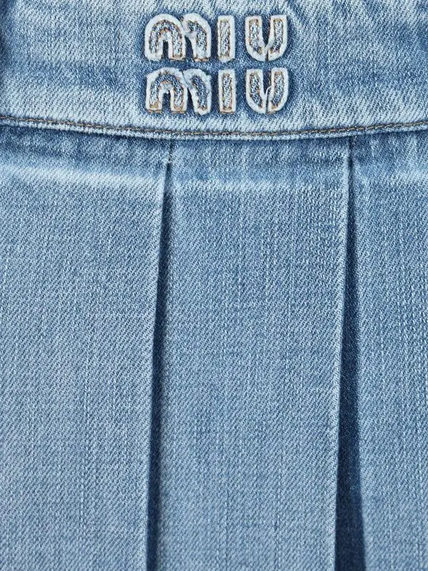 Miu Miu Pleated Denim Skirt - Blue