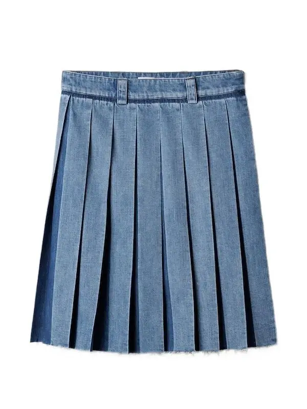 Miu Miu Pleated Denim Skirt - Blue