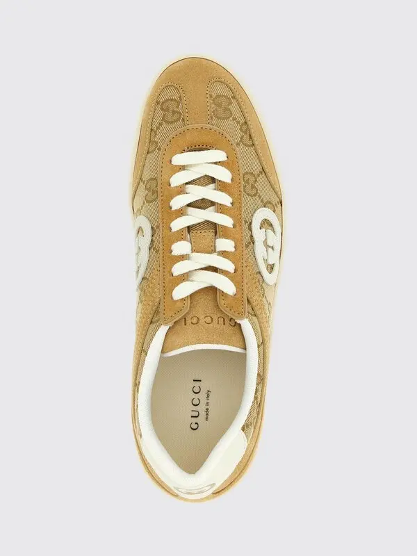 Gucci G75 Suede And Canvas Sneakers With Gg Jacquard Monogram - Cream