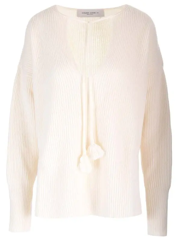 GOLDEN GOOSE Ribbed Wool Sweater - White