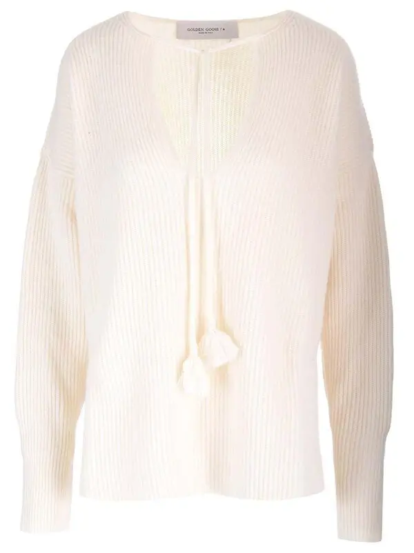 GOLDEN GOOSE Ribbed Wool Sweater - White