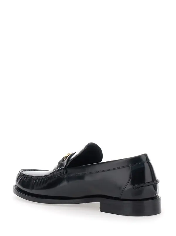 Versace Loafers With Metallic Medusa Head Detail In Black Leather For - Multicolor