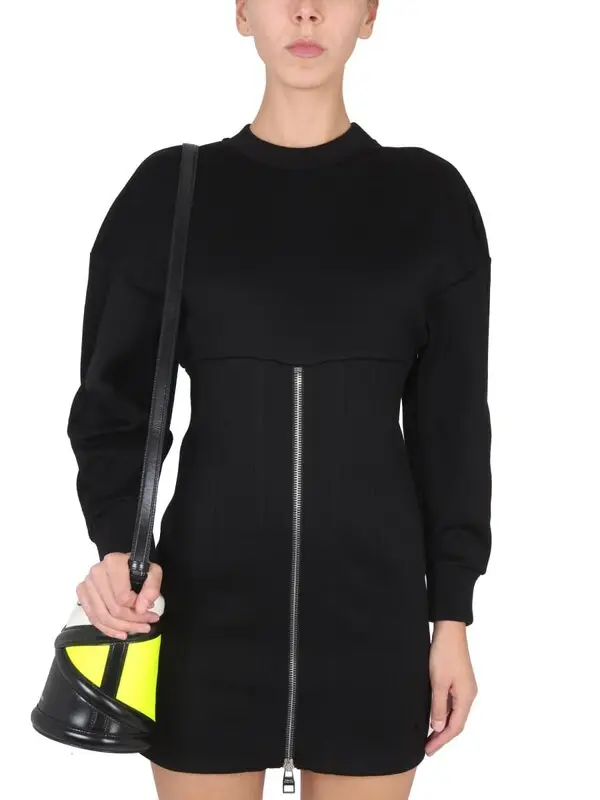 Alexander McQueen Cocoon Sleeve Zip-up Mini Dress