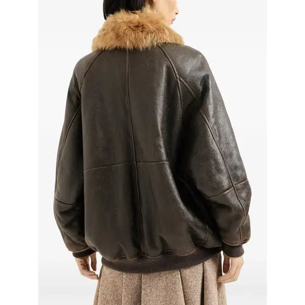 Brunello Cucinelli Shearling Bomber Jacket - Brown