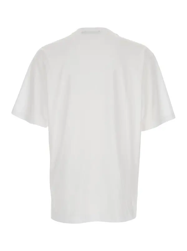 Dolce & Gabbana Crew Neck T-shirt With Logo Embroidery On The Front In Cotton For - White