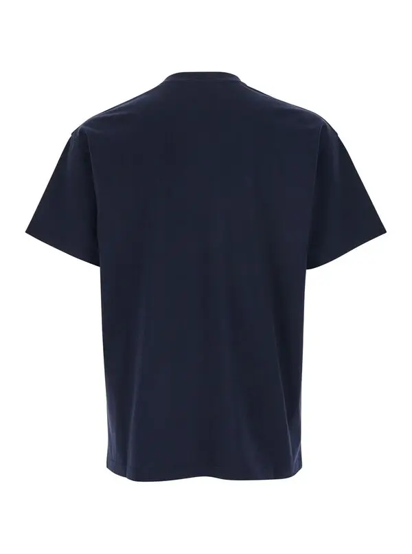 Givenchy Blue Crew Neck T-shirt With Chest Logo Patch In Cotton