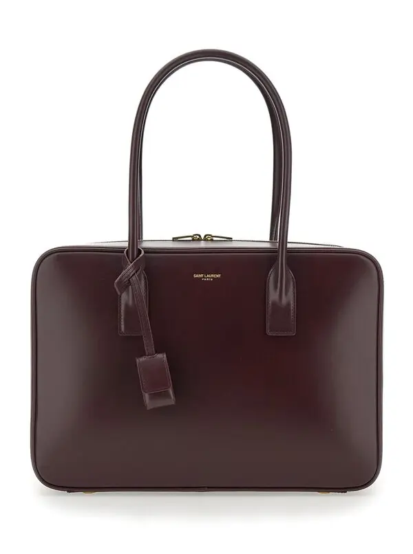 Saint Laurent Bordeaux Shoulder Bag With Logo Lettering On The Front And Keychain Detail In Leather - Multicolor