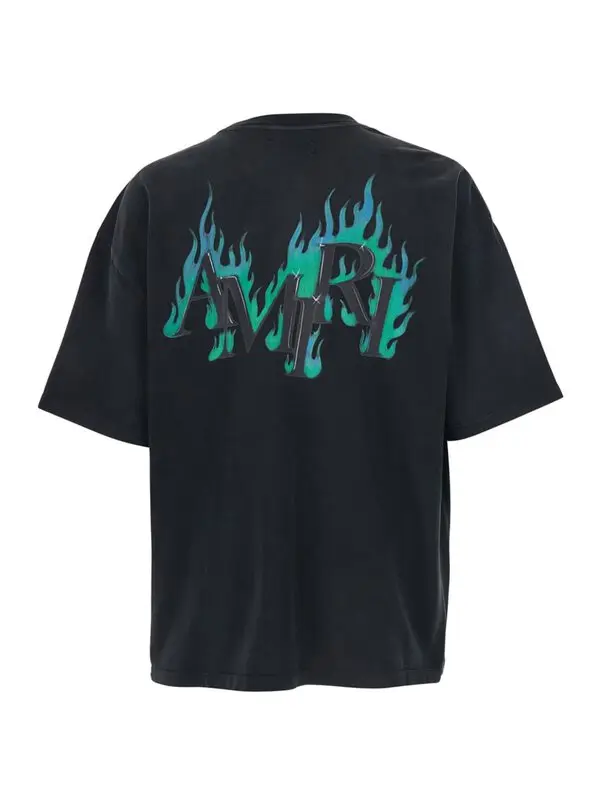 Amiri Black T-shirt With Logo Lettering Print On Front And Back In Cotton - Multicolor