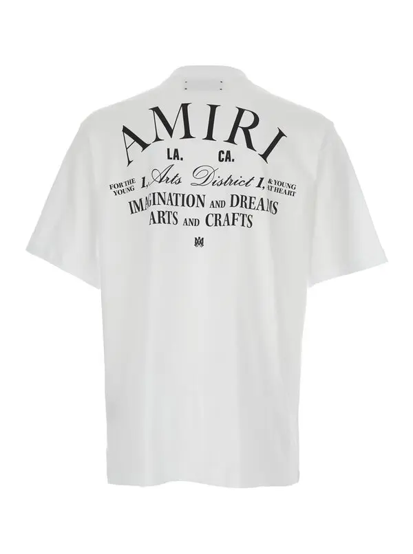 Amiri White Crew Neck T-shirt With Logo Lettering On Front And Back In Cotton For - Multicolor