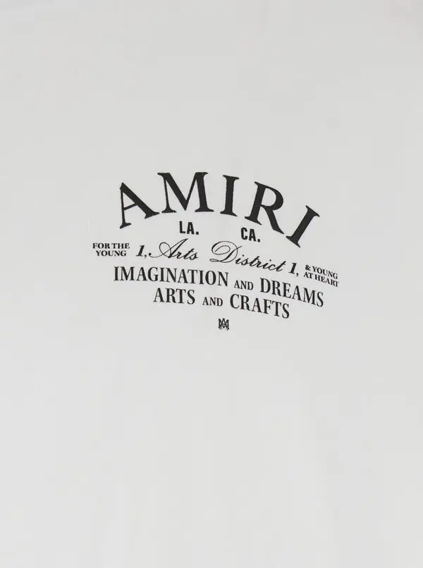 Amiri White Crew Neck T-shirt With Logo Lettering On Front And Back In Cotton For - Multicolor