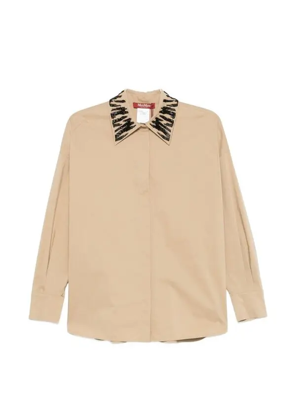 Max Mara Cotton Blend Bead-embellished Collar Shirt - Multicolor
