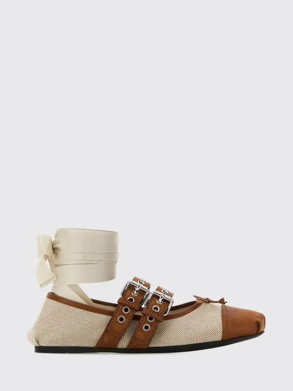 Miu Miu Canvas Ballerinas With Straps