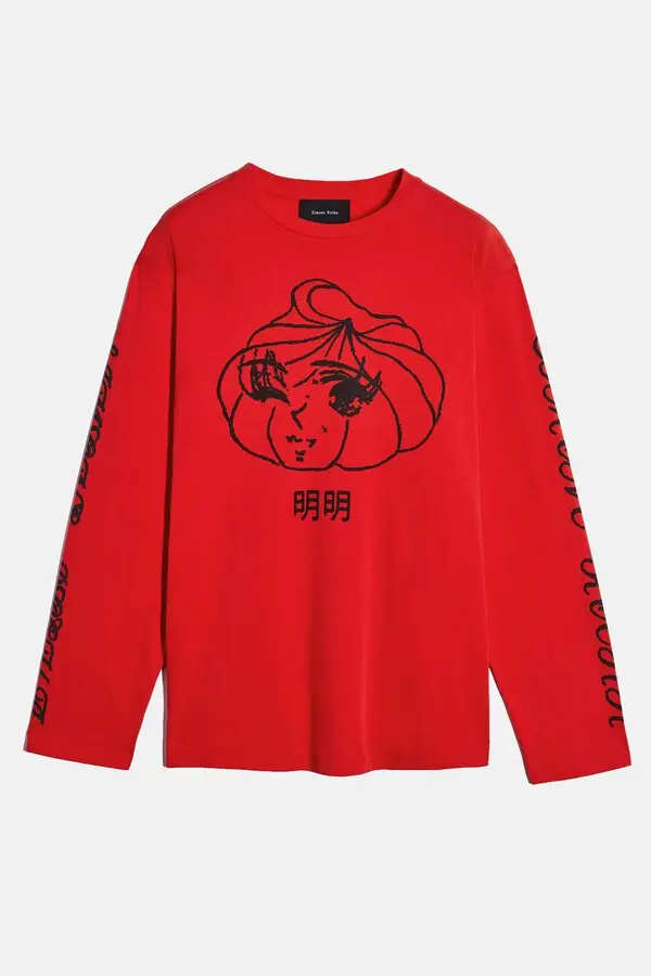 Simone Rocha Dim Sum Logo Print Long Sleeve T-shirt - Multicolor