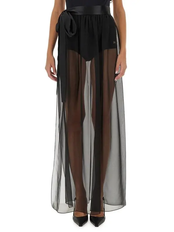 Dolce & Gabbana Silk Chiffon Long Skirt - Black