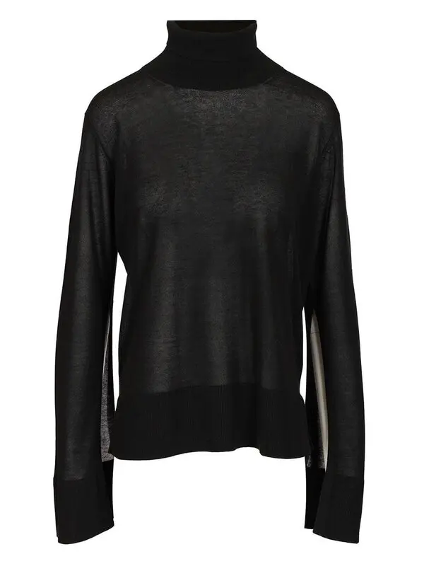 TOTEME Turtleneck With Slits On The Sleeves - Black