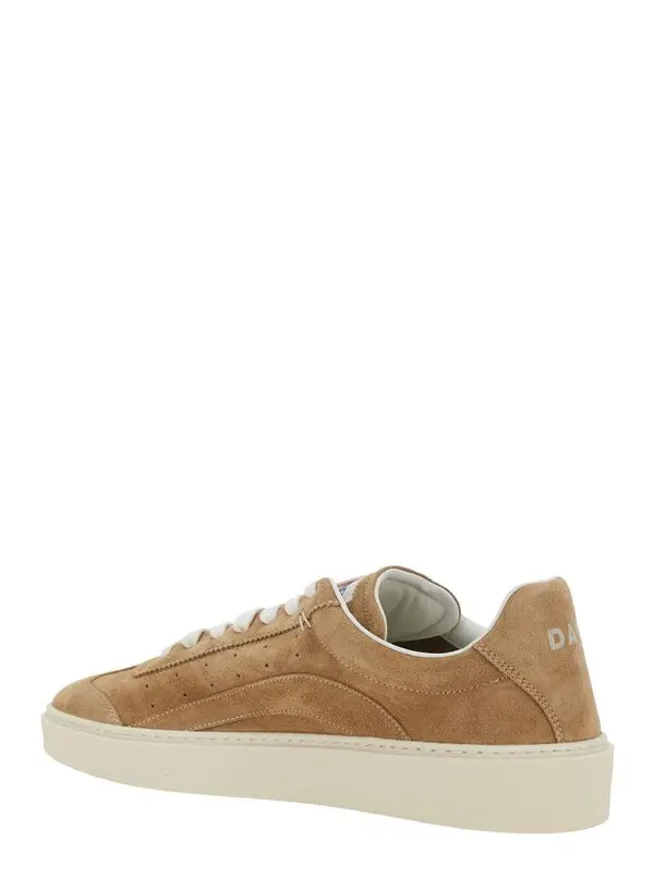 Dsquared2 Beige Low Top Sneaker With Logo Patch On The Tongue And Logo Lettering On The Heel In Suede For - Cream