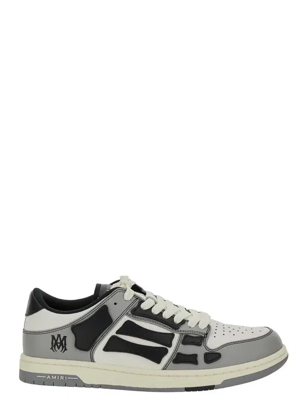 Amiri Skel Top Low' Grey Sneakers With Logo Patch On Thetongue And Contrasting Details On The Side In Leather - Multicolor