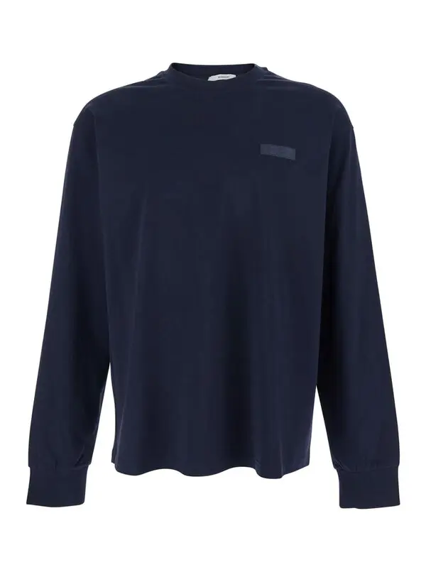 Givenchy Blue Long-sleeved T-shirt With Logo Patch On The Chest In Cotton For - Multicolor