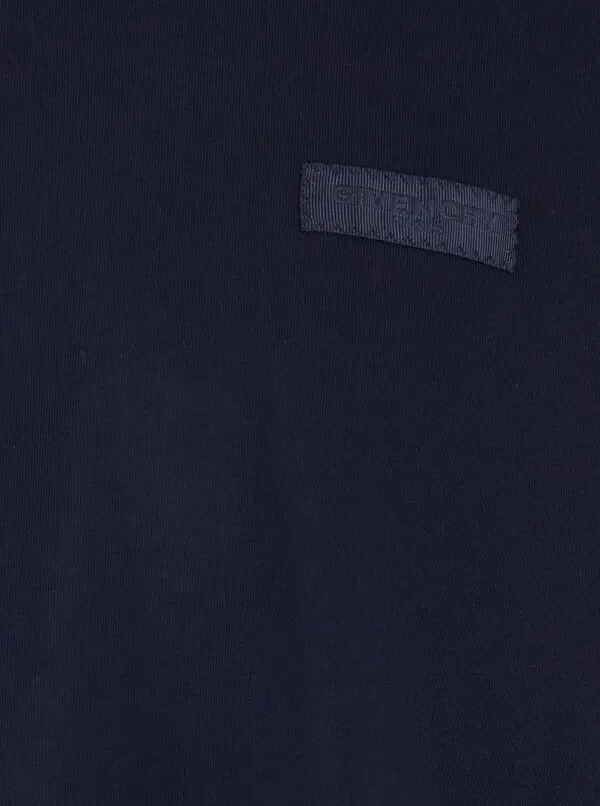 Givenchy Blue Long-sleeved T-shirt With Logo Patch On The Chest In Cotton For - Multicolor