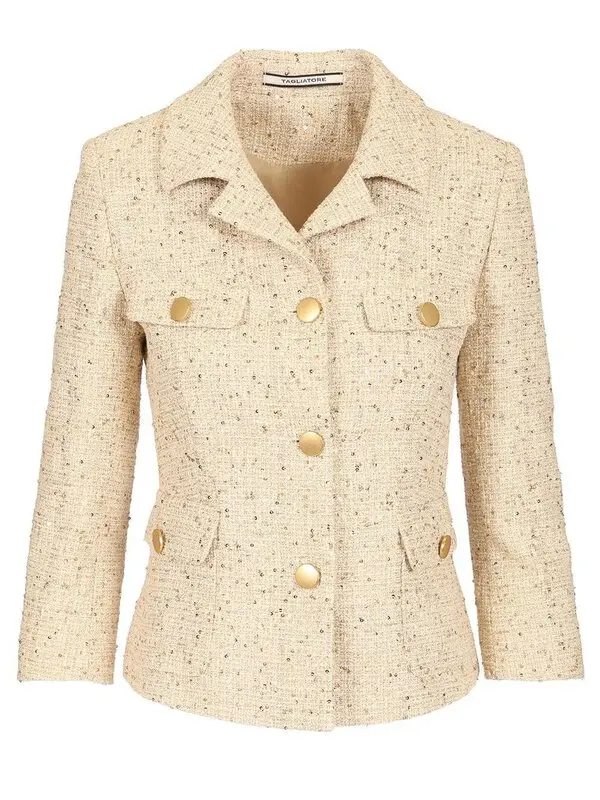 Tagliatore Cotton Blend Bouclé Short Jacket - Cream
