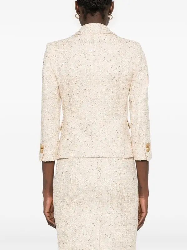 Tagliatore Cotton Blend Bouclé Jacket - Cream