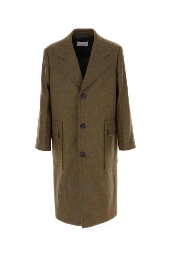 FERRAGAMO Melange Mud Wool Coat