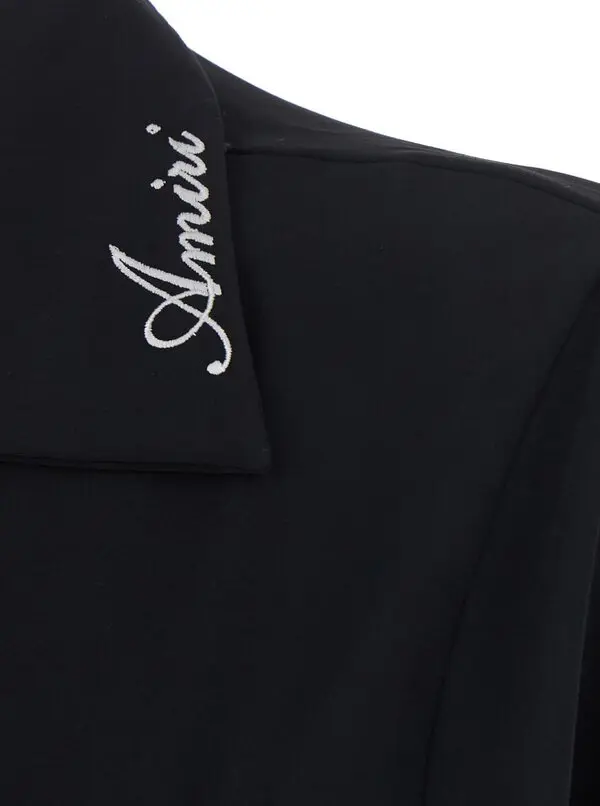 Amiri Shirt With Notched Collar With Logo Lettering Embroidery In Tech Fabric For - Black