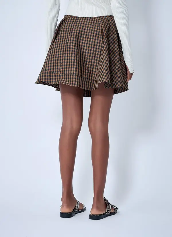 GANNI Check Mini Skirt - Brown