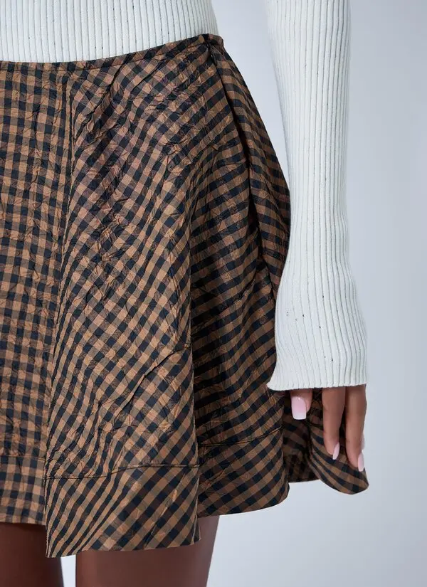 GANNI Check Mini Skirt - Brown