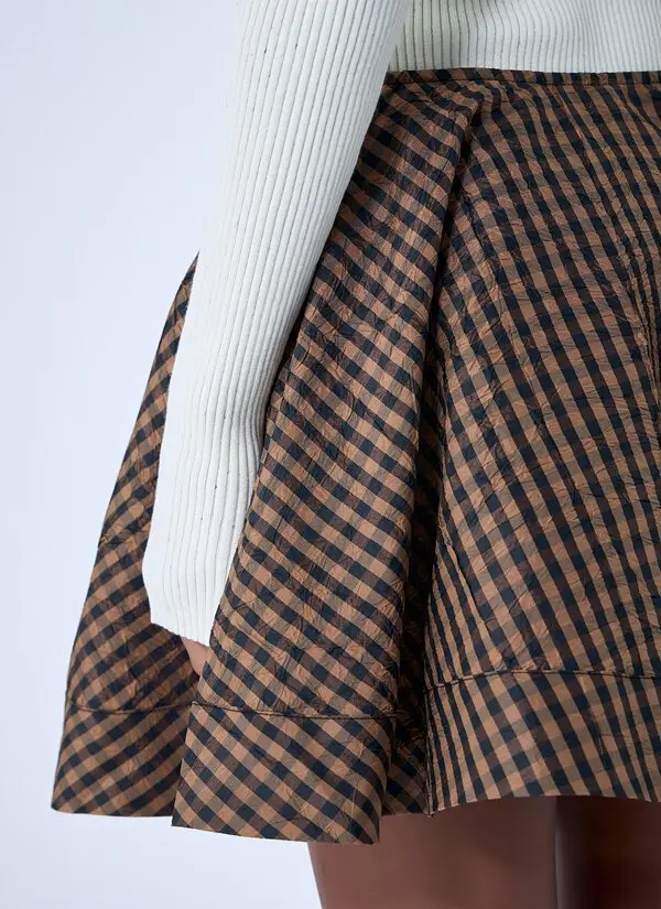GANNI Check Mini Skirt - Brown