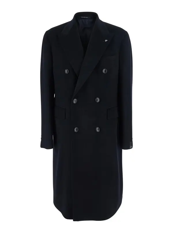 Tagliatore Londra' Blue Oversized Double-breasted Coat In Wool