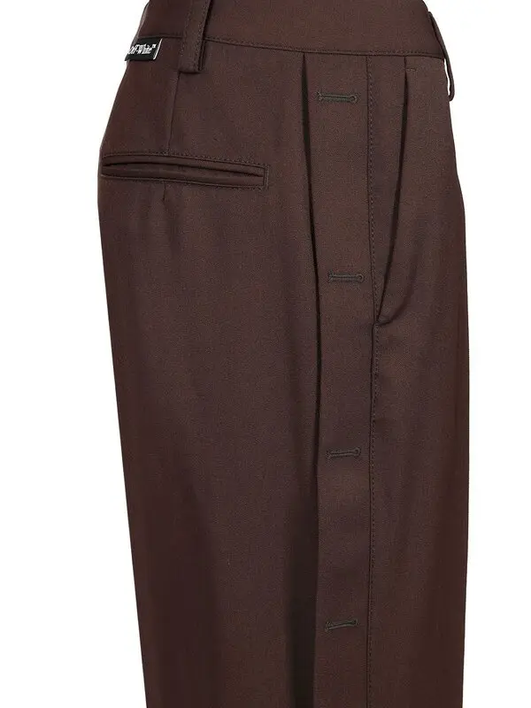 Off-White Wool Wide Leg Trousers