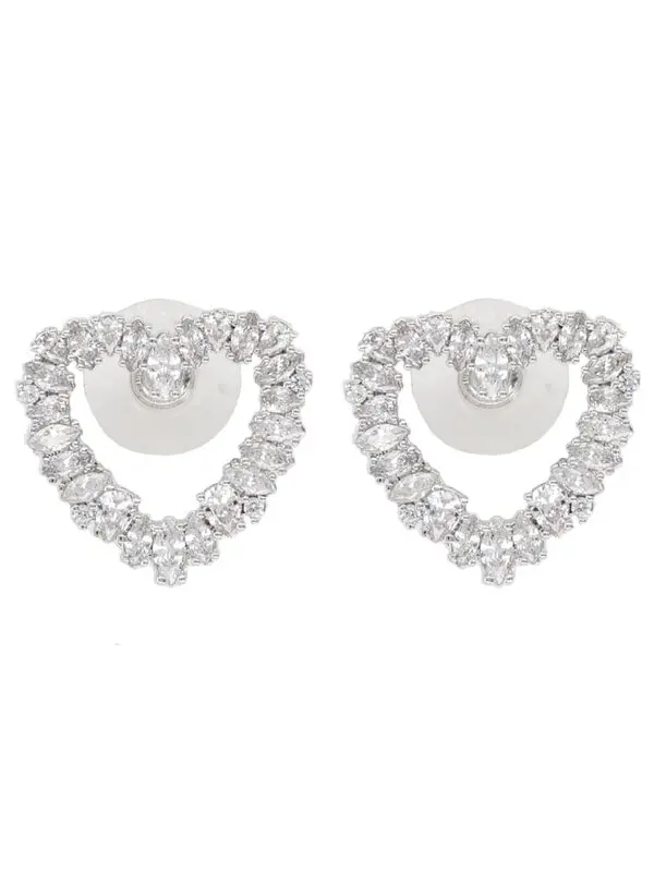 SELF-PORTRAIT Crystal Heart Earrings - Silver