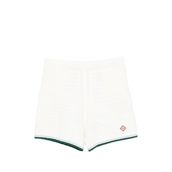 Casablanca Diamond-quilted Terry Cloth Track Shorts - Cream