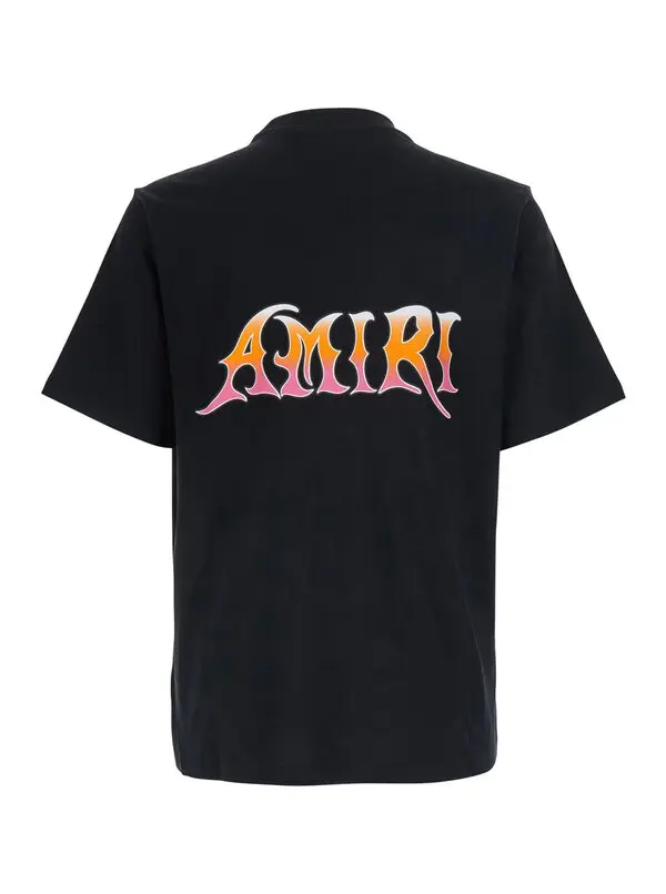 Amiri Black Crew Neck T-shirt With Print Detail On The Front And Maxi Print On The Back In Cotton For - Multicolor