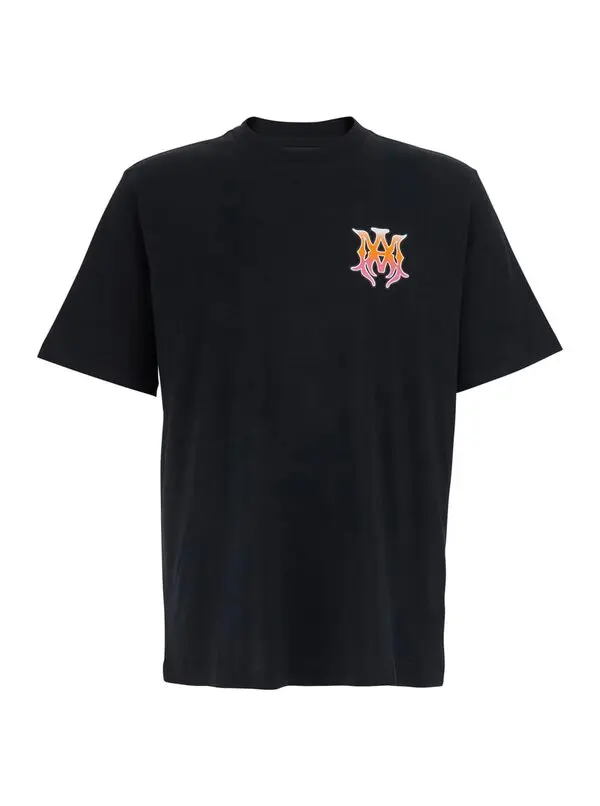 Amiri Black Crew Neck T-shirt With Print Detail On The Front And Maxi Print On The Back In Cotton For - Multicolor