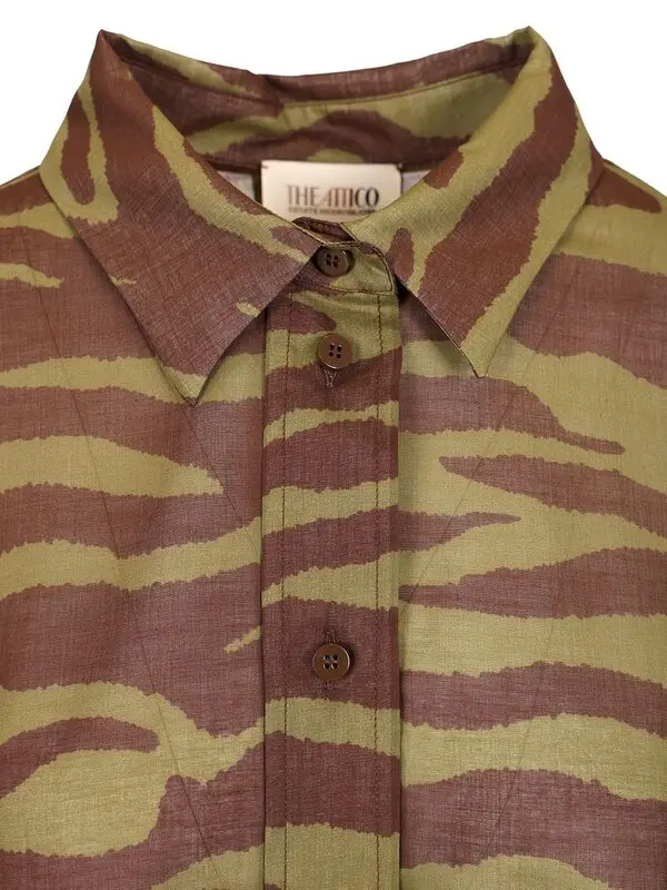 Attico Zebra Print Muslin Shirt - Brown