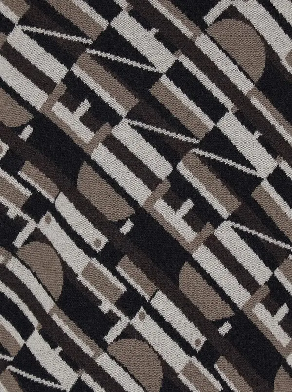 Fendi Crewneck Sweater With All-over Geometric Motif In Wool - Brown