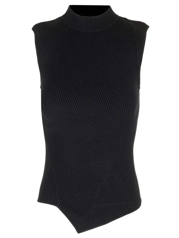 TOTEME Asymmetric Knit Top - Black