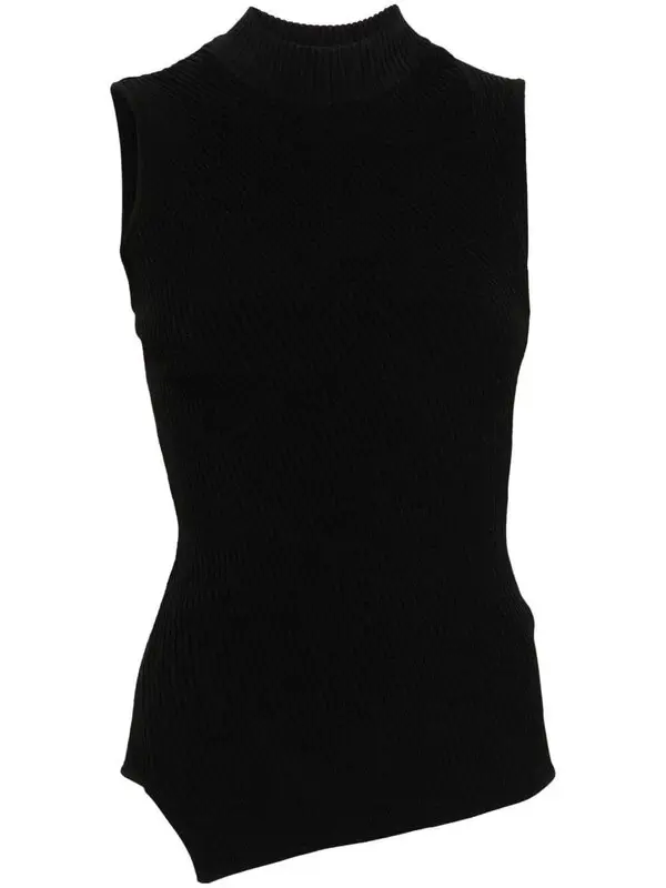 TOTEME Asymmetric Knit Top - Black