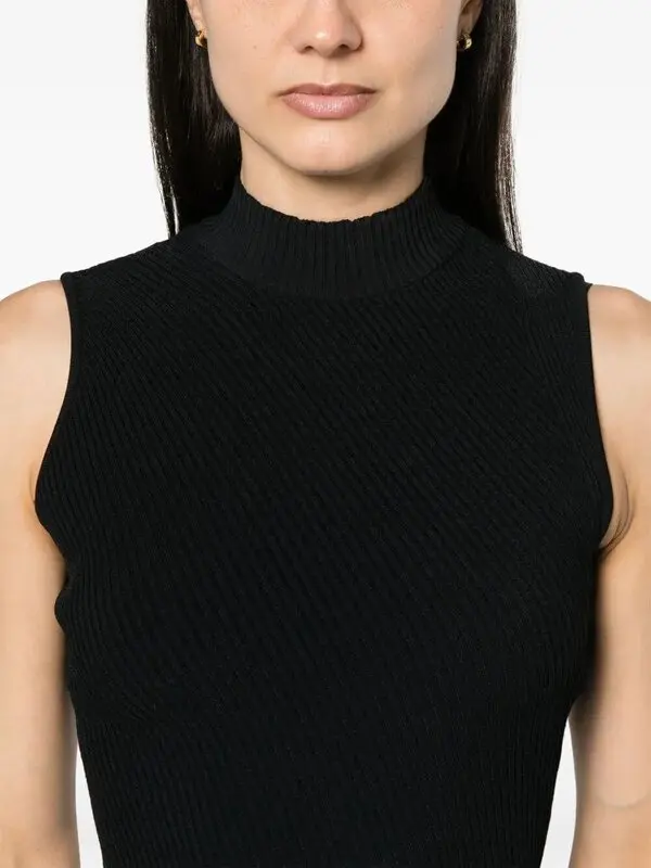 TOTEME Asymmetric Knit Top - Black